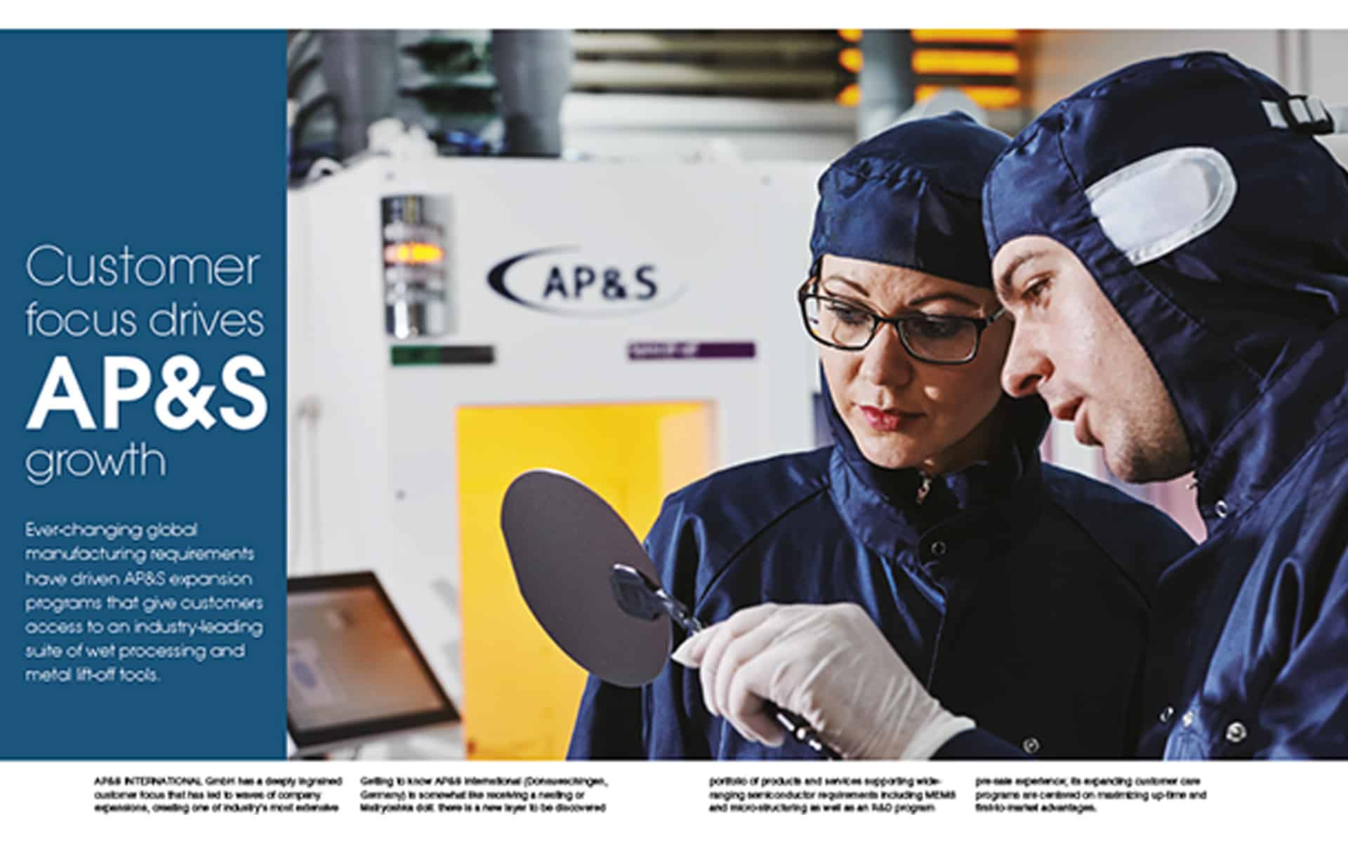 Cover story about AP&S in the silicon semiconductor magazine - AP&S